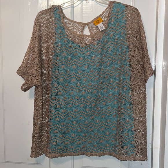 Ruby Rd. | Tops | Ruby Rd Tan And Blue Top | Poshmark